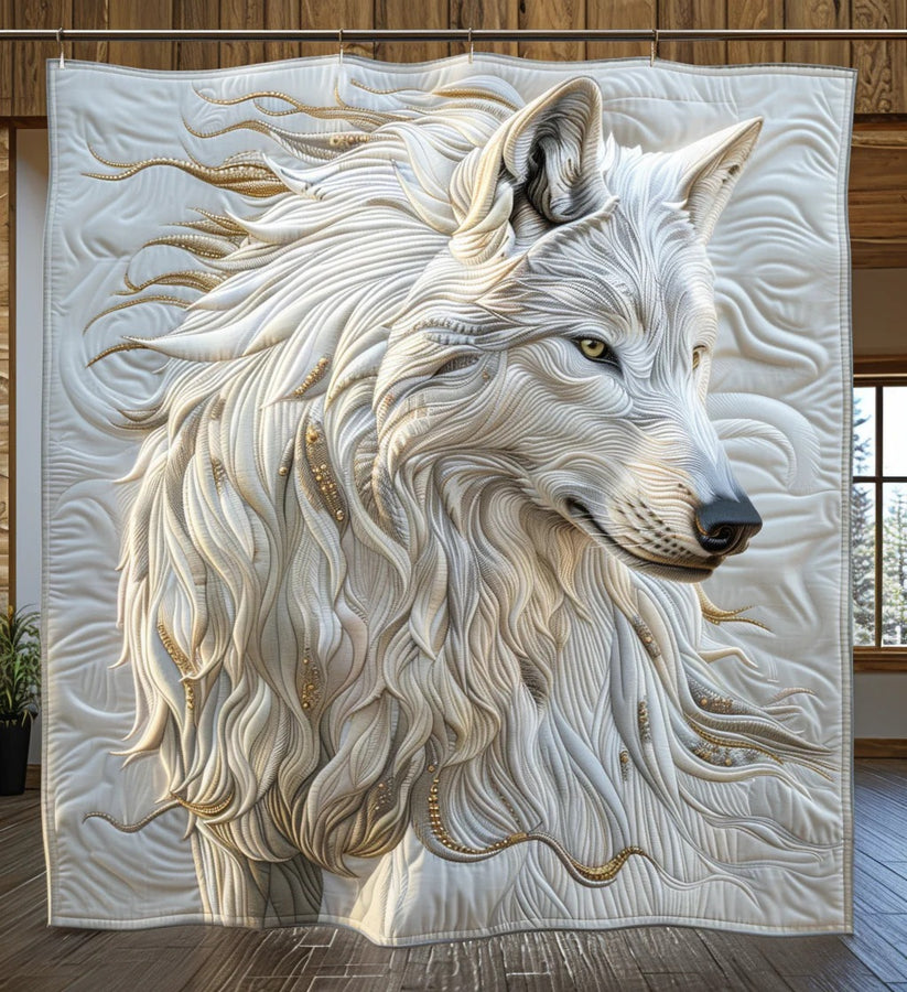 White Wolf Quilted Blanket – Wolf Mission